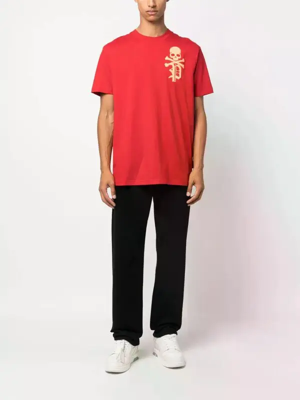 Philipp Plein Skull&bones-print Cotton T-shirt - Red