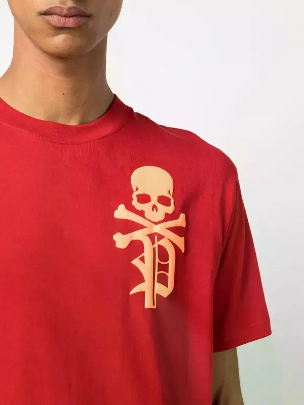 Philipp Plein Skull&bones-print Cotton T-shirt - Red