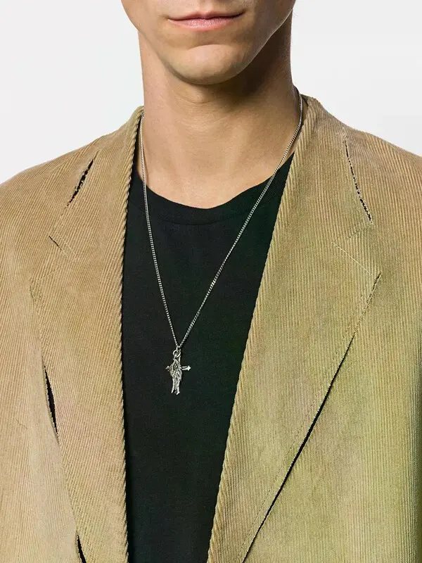 Emanuele Bicocchi Wing And Cross Pendant Necklace