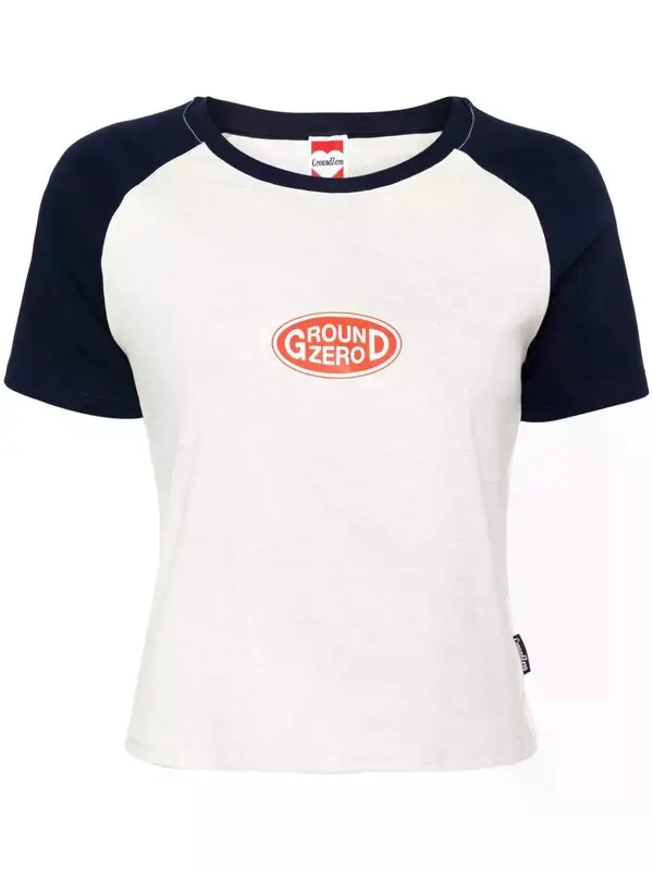 GROUND ZERO Logo-print Cropped T-shirt - Grey