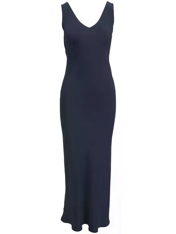 PETER COHEN Navy Silk Satin Tea Dress