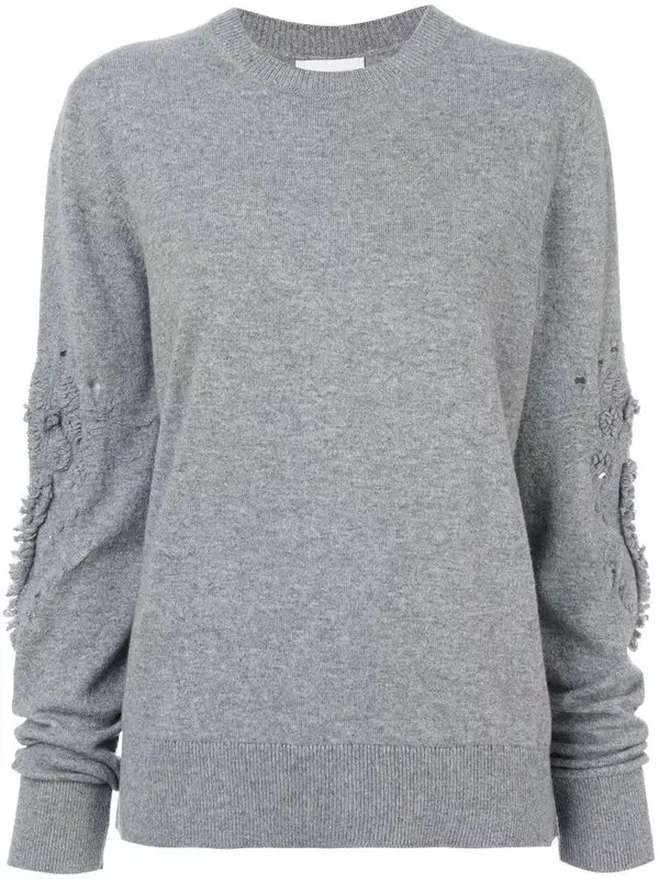BARRIE Romantic Timeless Cashmere Round Neck Pullover - Grey
