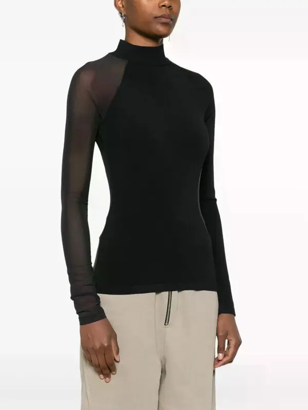 Y3 Mesh Panelled Mock Neck Top