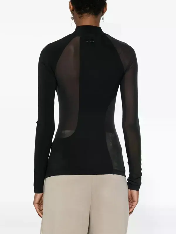 Y3 Mesh Panelled Mock Neck Top