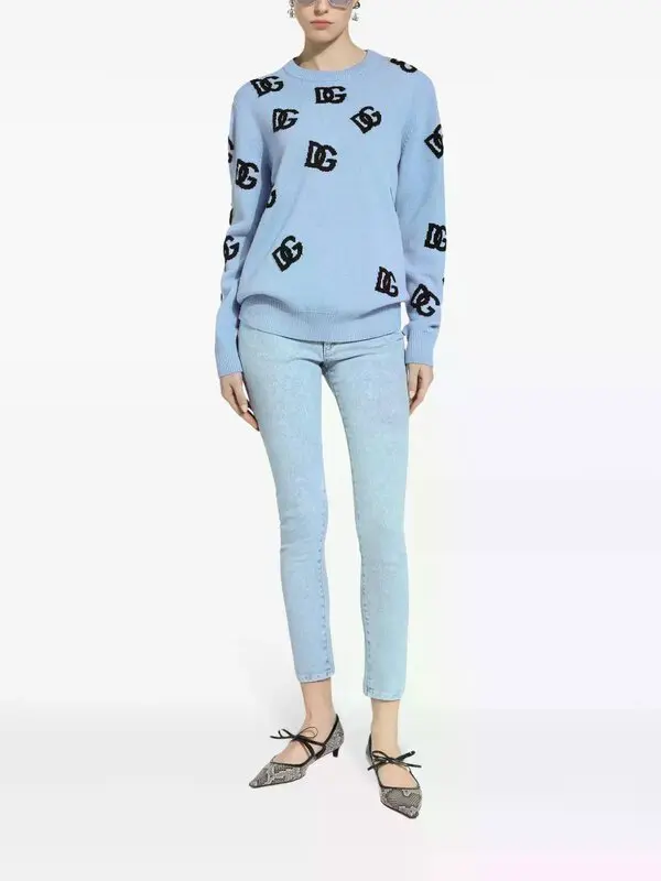 Dolce & Gabbana Logo Embroidered Jumper - Blue