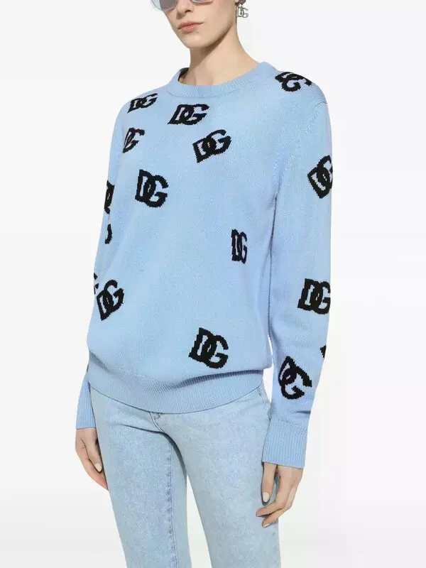 Dolce & Gabbana Logo Embroidered Jumper - Blue