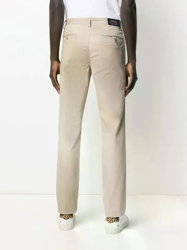 Polo Ralph Lauren Logo-patch Straight-leg Trousers - Neutrals
