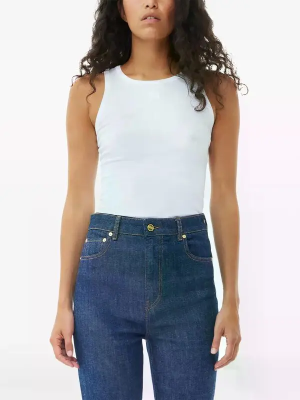GANNI Ribbed Tank Top - White