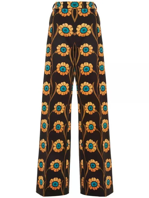 La DoubleJ La Comasca Floral-print Palazzo Trousers