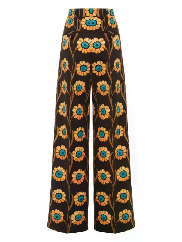 La DoubleJ La Comasca Floral-print Palazzo Trousers