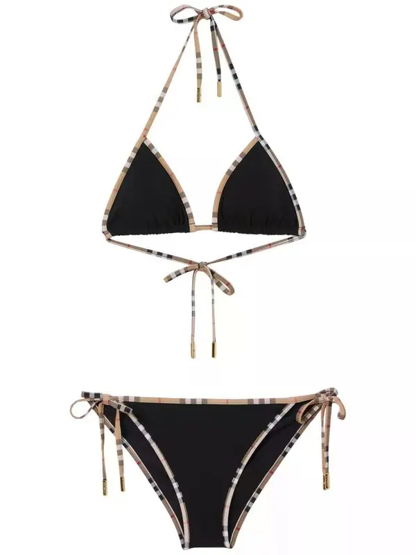 Burberry Check-trim Triangle Bikini - Black