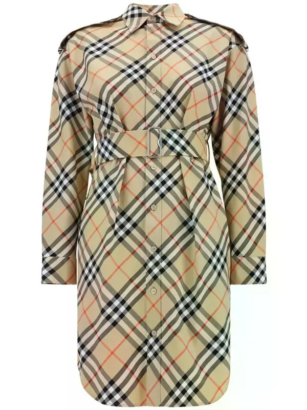 Burberry Vintage Check Cotton Shirt Dress - Brown