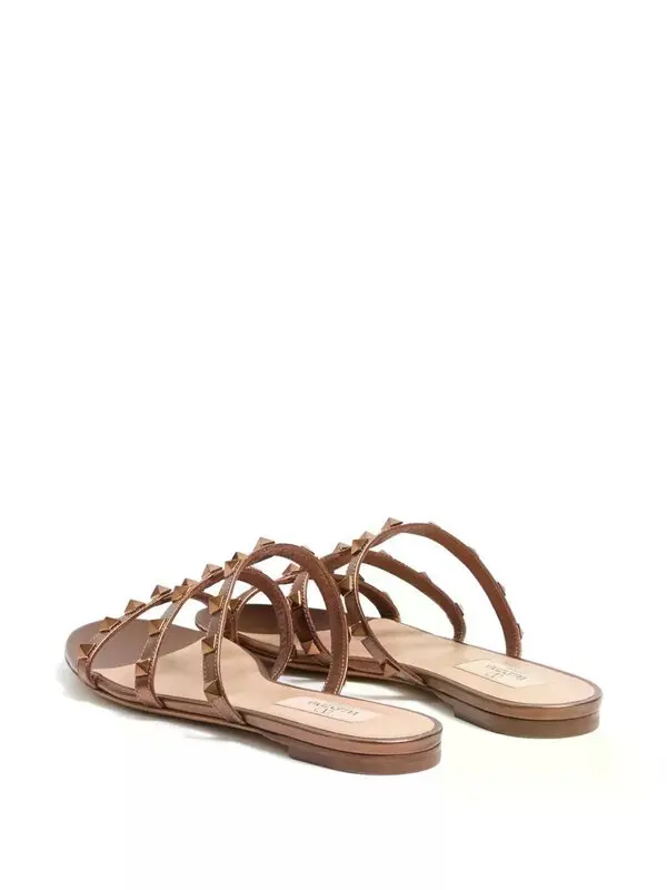 Valentino Garavani Rockstud Flat Metallic Slide Sandals