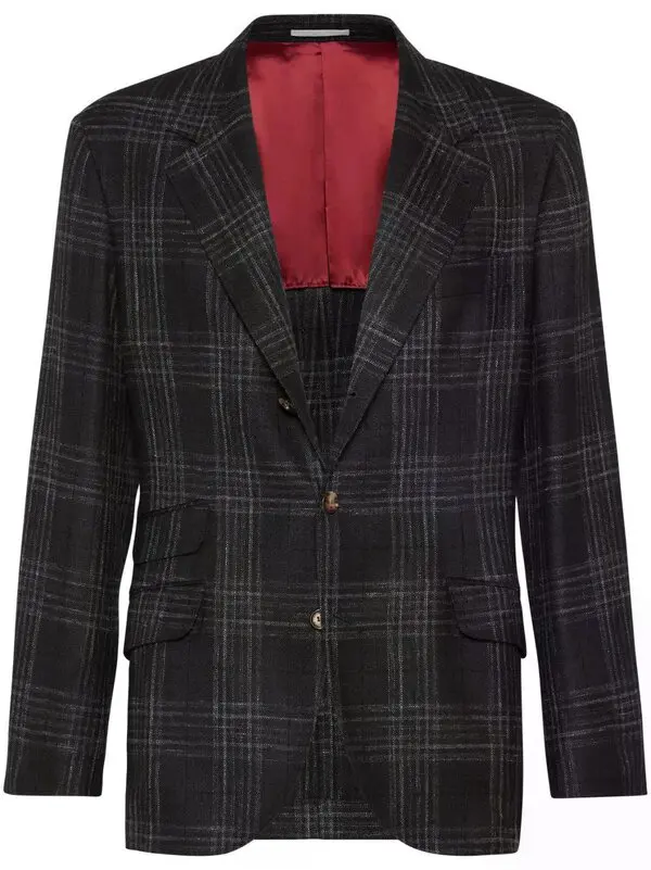 Brunello Cucinelli Tartan Check Blazer - Grey