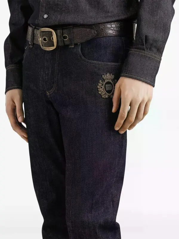 Dolce & Gabbana Logo Appliqué Tapered Jeans