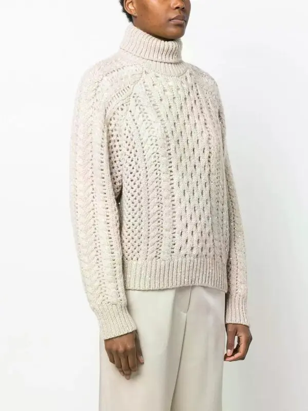 Brunello Cucinelli High-neck Crochet-knit Jumper