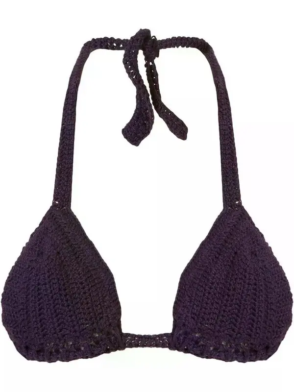 AMIR SLAMA Knit Triangle Bikini Top - Blue