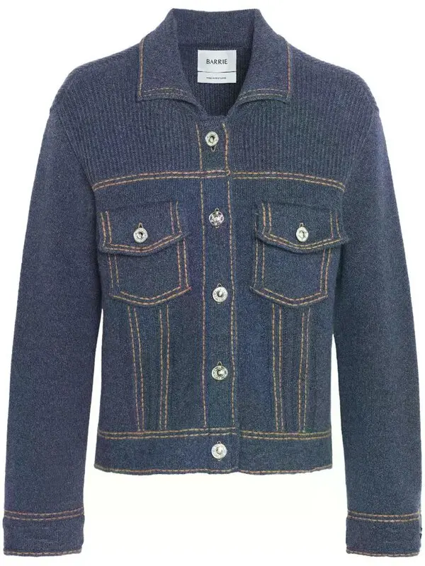 BARRIE Contrast-stitch Knitted Jacket