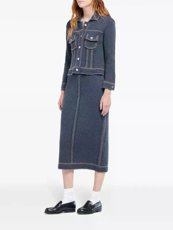 BARRIE Contrast-stitch Knitted Jacket