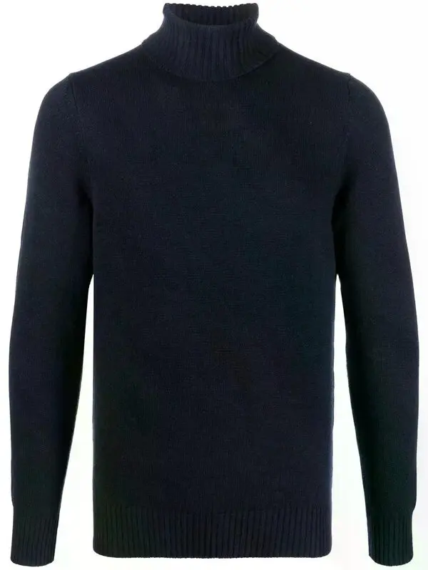 DRUMOHR Cashmere Roll Neck Jumper - Blue