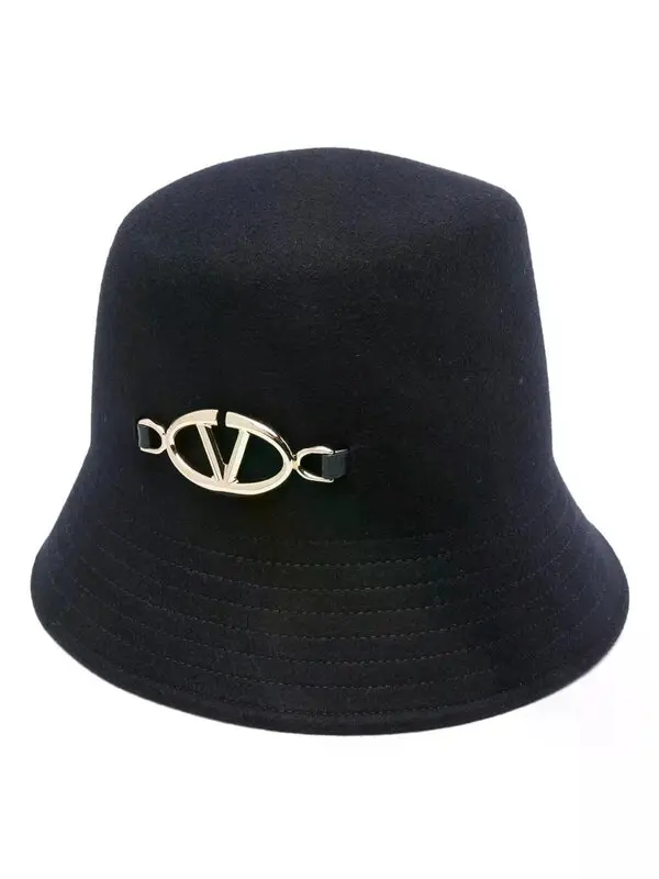 Valentino Garavani Vlogo Wool Bucket Hat - Black