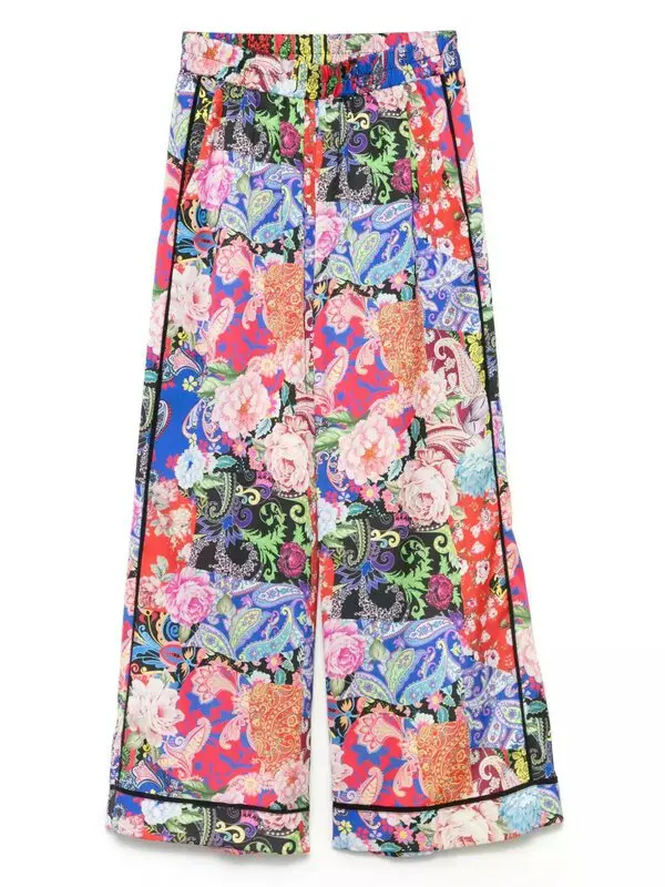 NISSA Cropped Paisley Print Trousers