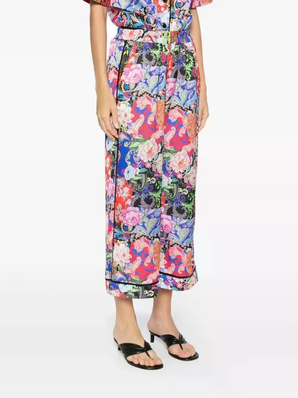 NISSA Cropped Paisley Print Trousers