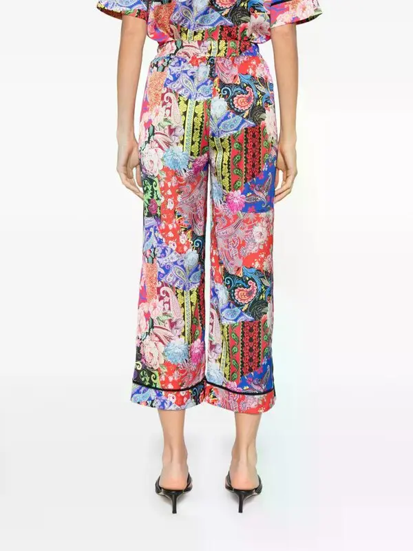 NISSA Cropped Paisley Print Trousers