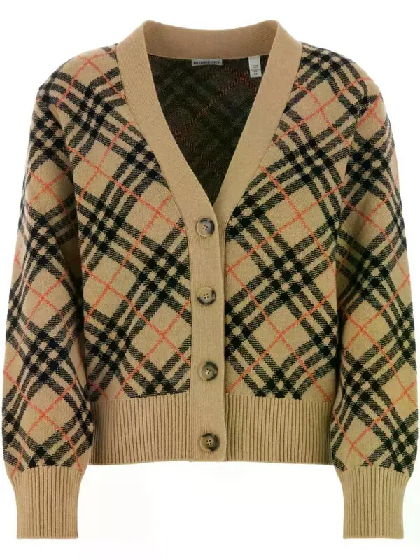 Burberry Checked Cashmere Cardigan