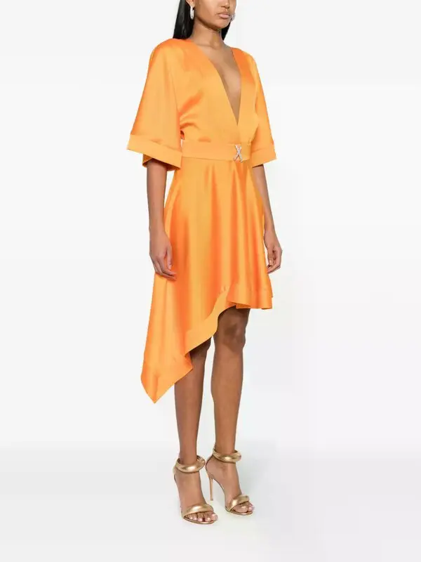 GENNY Belted Asymmetric Midi Dress