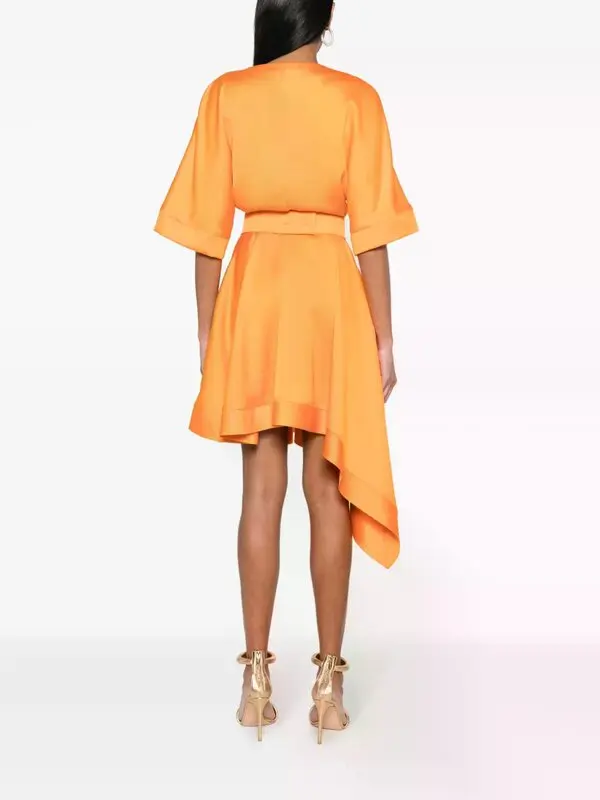 GENNY Belted Asymmetric Midi Dress