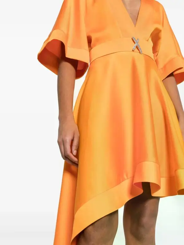GENNY Belted Asymmetric Midi Dress