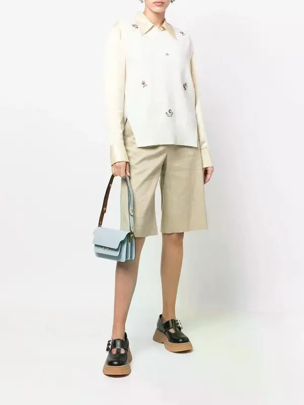 BARRIE Floral Embroidered Cashmere Top - Neutrals