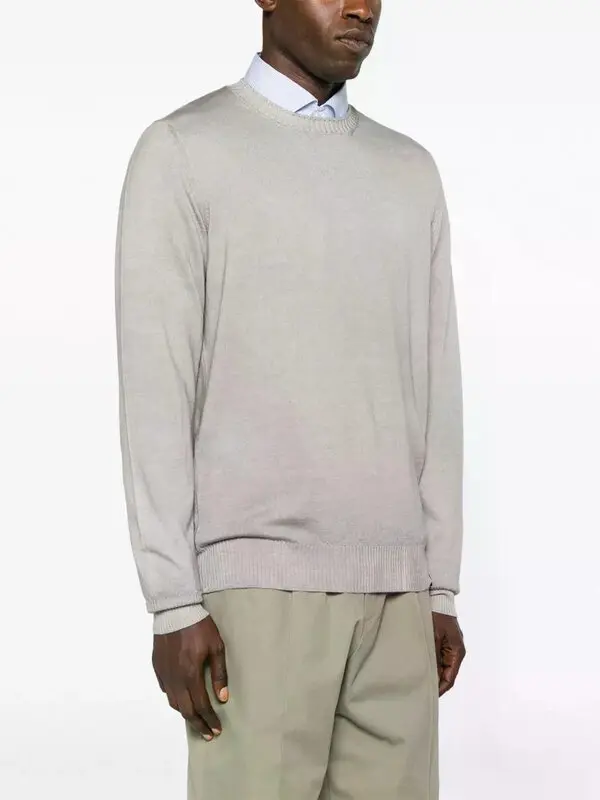 FAY Logo-tag Crew-neck Jumper - Grey