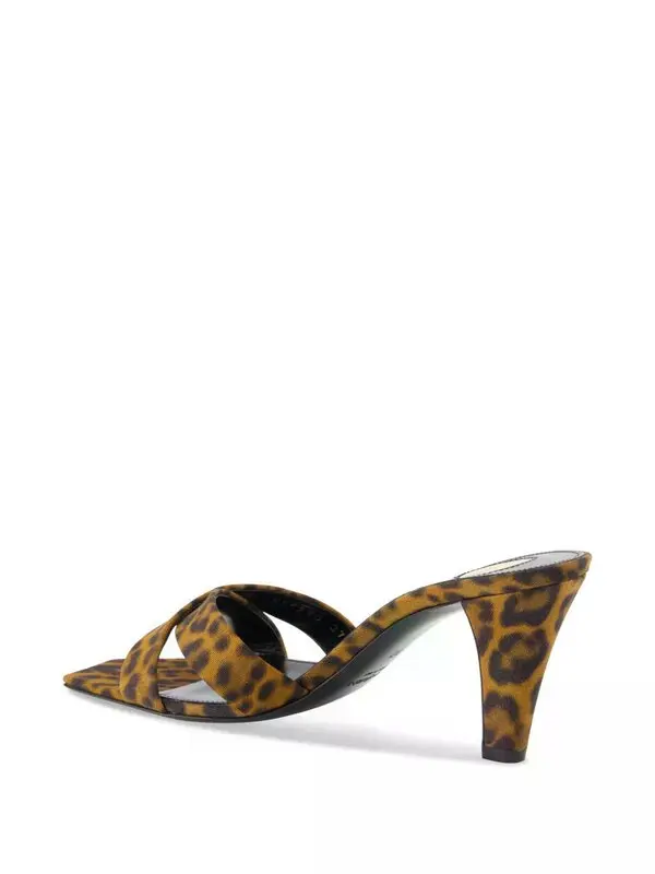 Saint Laurent Leopard Print Heeled Sandals - Brown