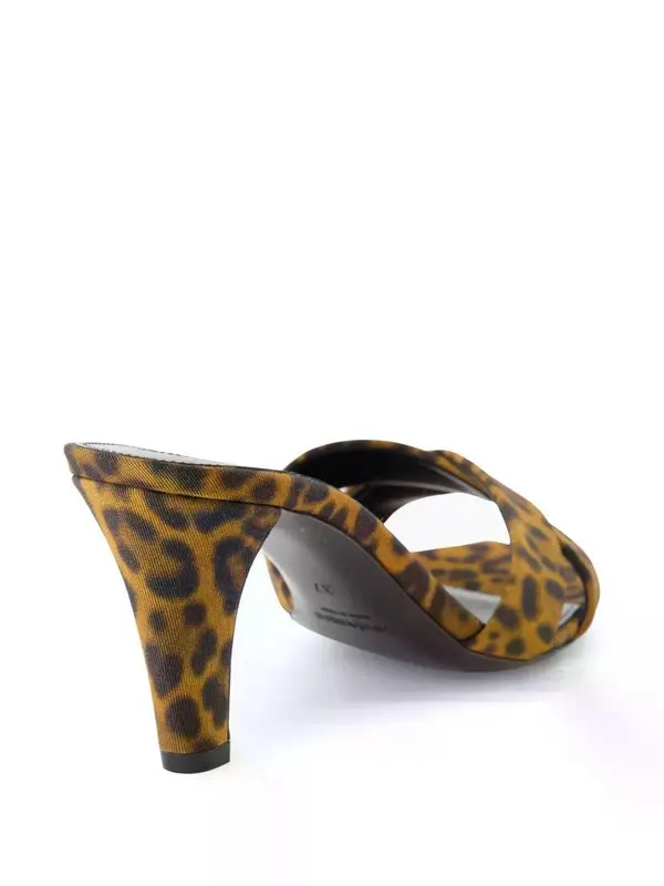 Saint Laurent Leopard Print Heeled Sandals - Brown