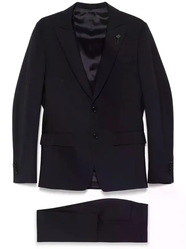 LARDINI Brooch-detail Suit - Blue