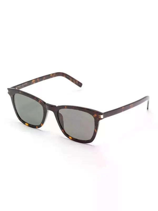 Saint Laurent Tortoiseshell Effect Square Frame Sunglasses