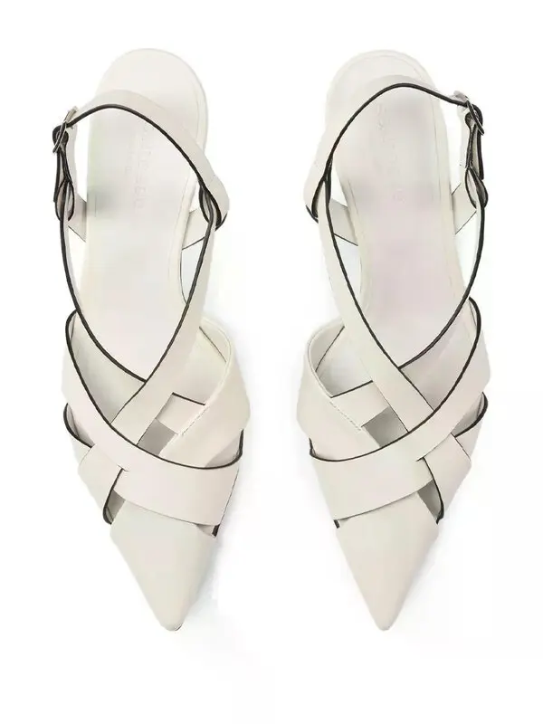 SCAROSSO Leather Slingback Pumps - Neutrals