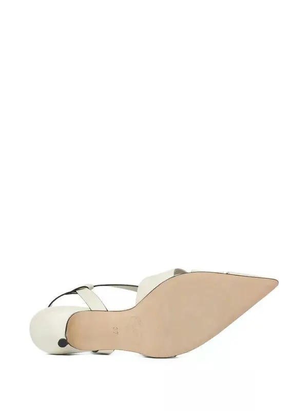 SCAROSSO Leather Slingback Pumps - Neutrals