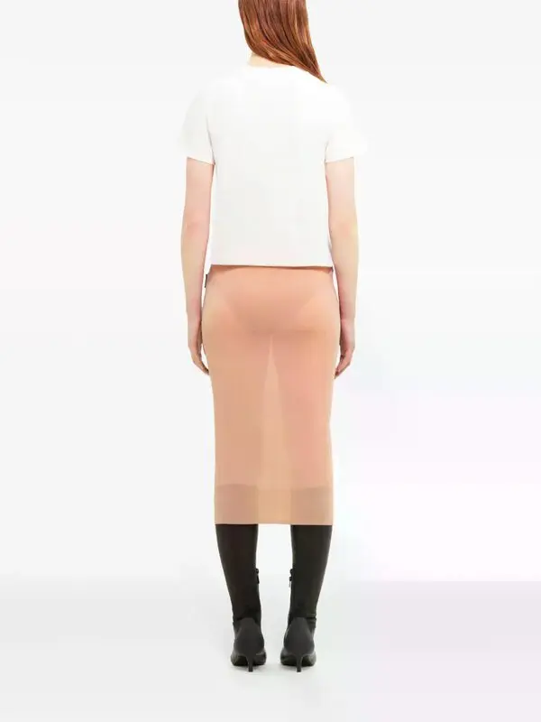 COURREGES Semi-sheer Midi Skirt - Neutrals