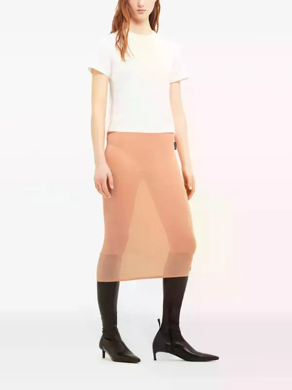COURREGES Semi-sheer Midi Skirt - Neutrals