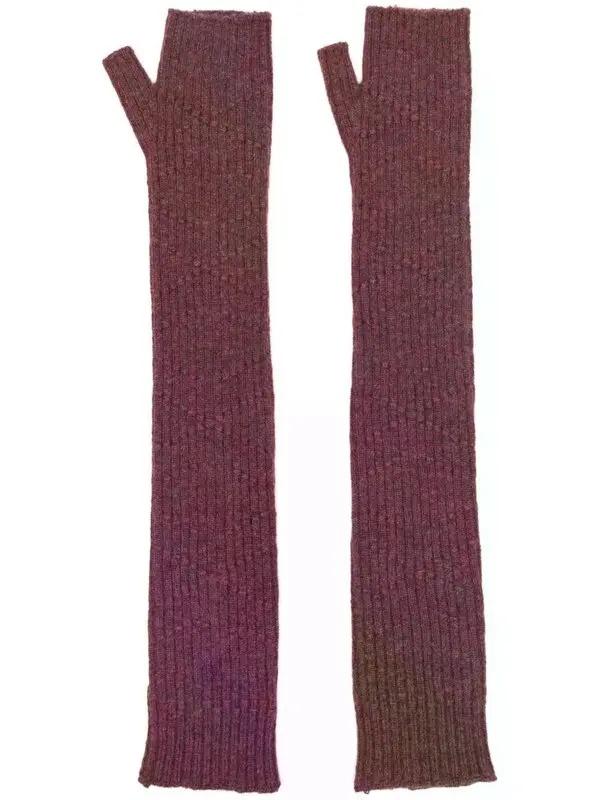 BARRIE Fingerless Crochet Cashmere Gloves - Red