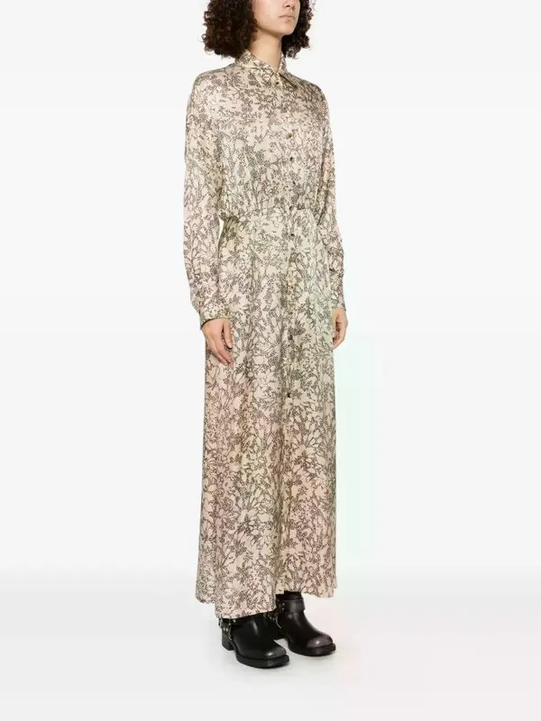 GOLDEN GOOSE Silk Blend Floral Print Maxi Dress