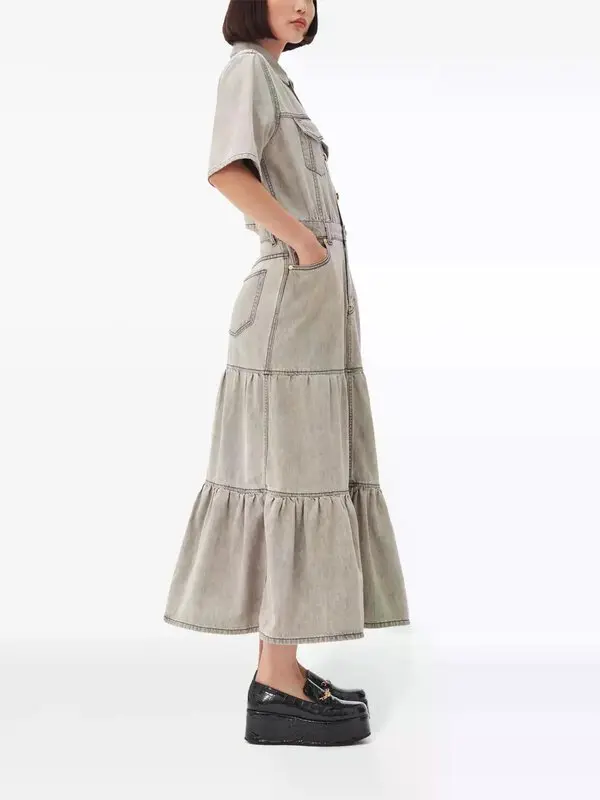 GANNI Tiered Denim Maxi Dress