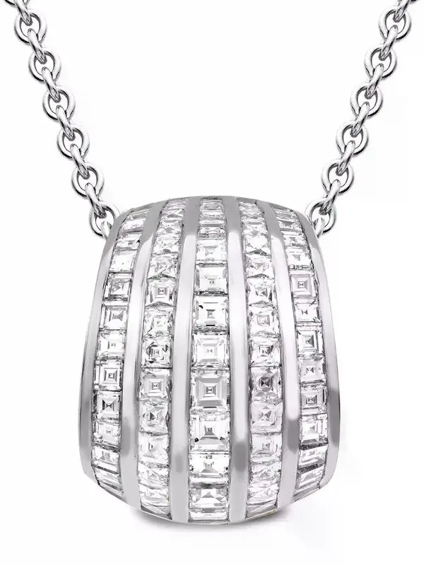 PRAGNELL 18kt White Gold Manhattan Five Row Diamond Pendant Necklace - Silver