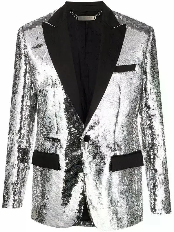Philipp Plein Sequin-embellished Single-breasted Blazer - Grey