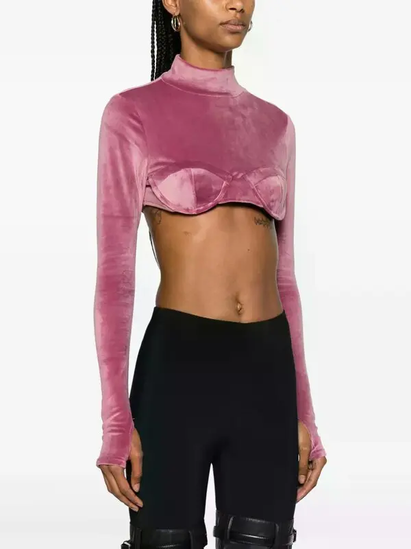 Gcds Velvet High-neck Top