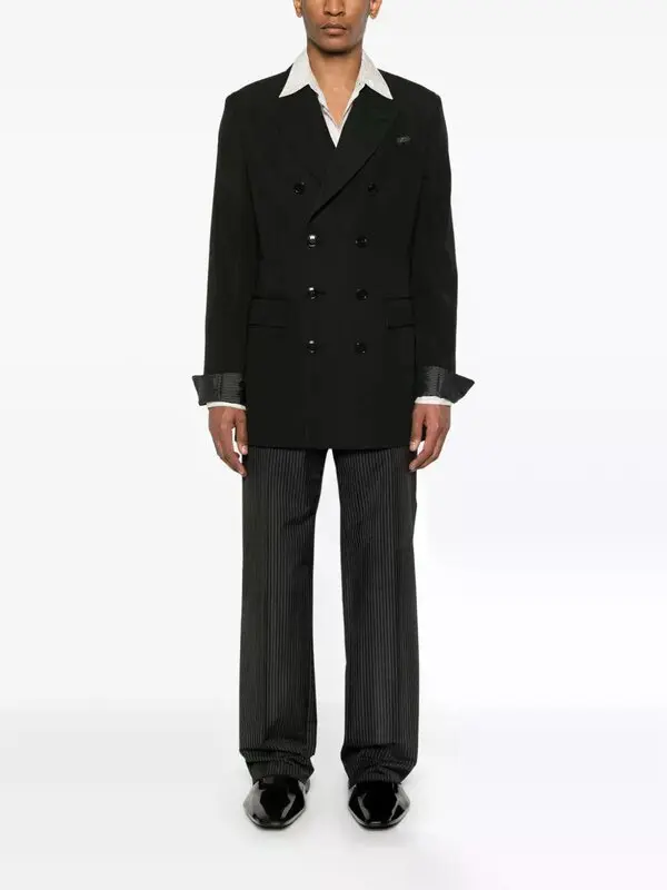Martine Rose Double-breasted Pinstripe Wool-blend Jacket