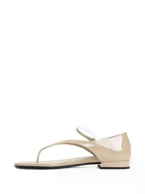 Miu Miu Open-toe Leather Flat Sandals With Side Button Fastening